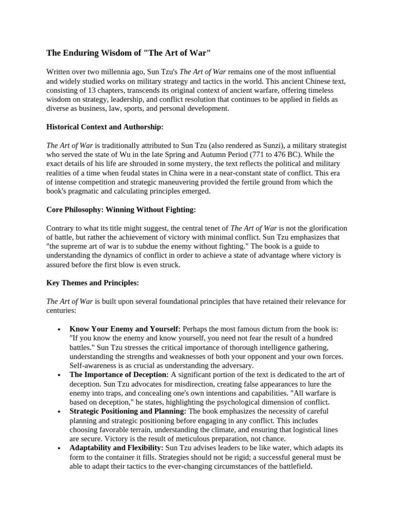 The Enduring Wisdom of Art of War | PDF | The Art Of War | Sun Tzu