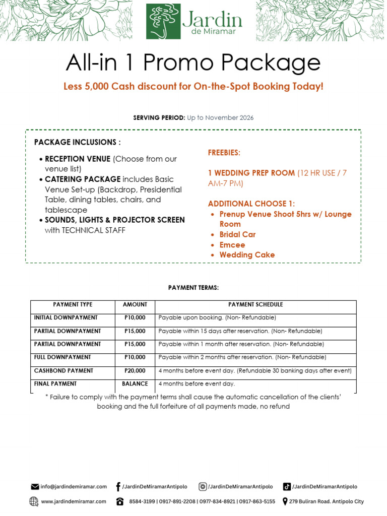 All-in 1 Wedding Promo Package ₱143,500 | PDF