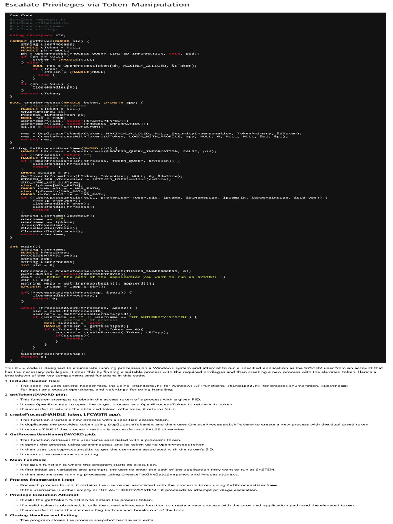 Escalate Privileges Via Token Manipulation | PDF | Software Development | Computer Programming