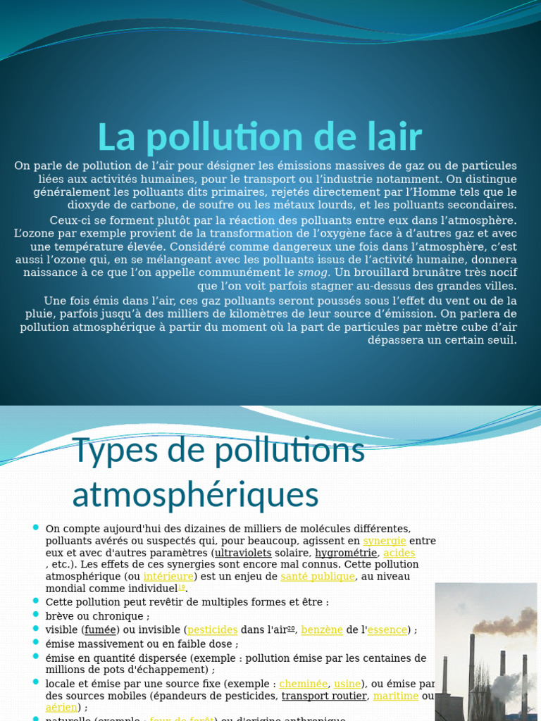 Pollution de l'air : causes et conséquences | PDF | Pollution de l'air ...