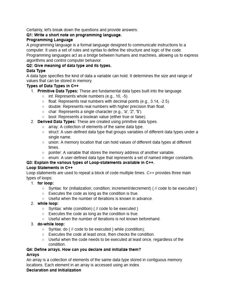 Computer Science Cce Answer | PDF | Data Type | Boolean Data Type