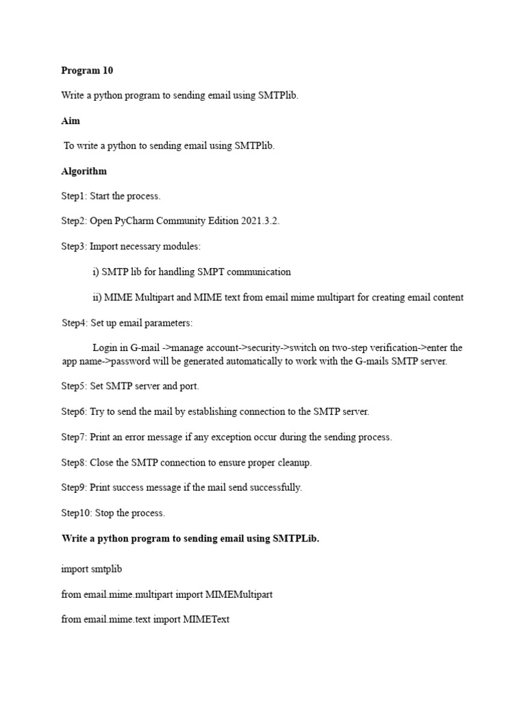 PROGRAM - 10-Aim and Alg | PDF