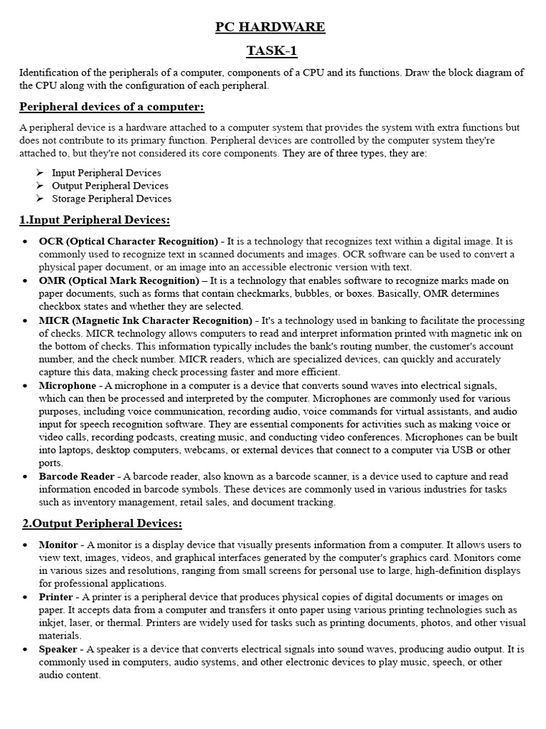 Computer Peripherals and CPU Components | PDF | Computer Data Storage | Central Processing Unit