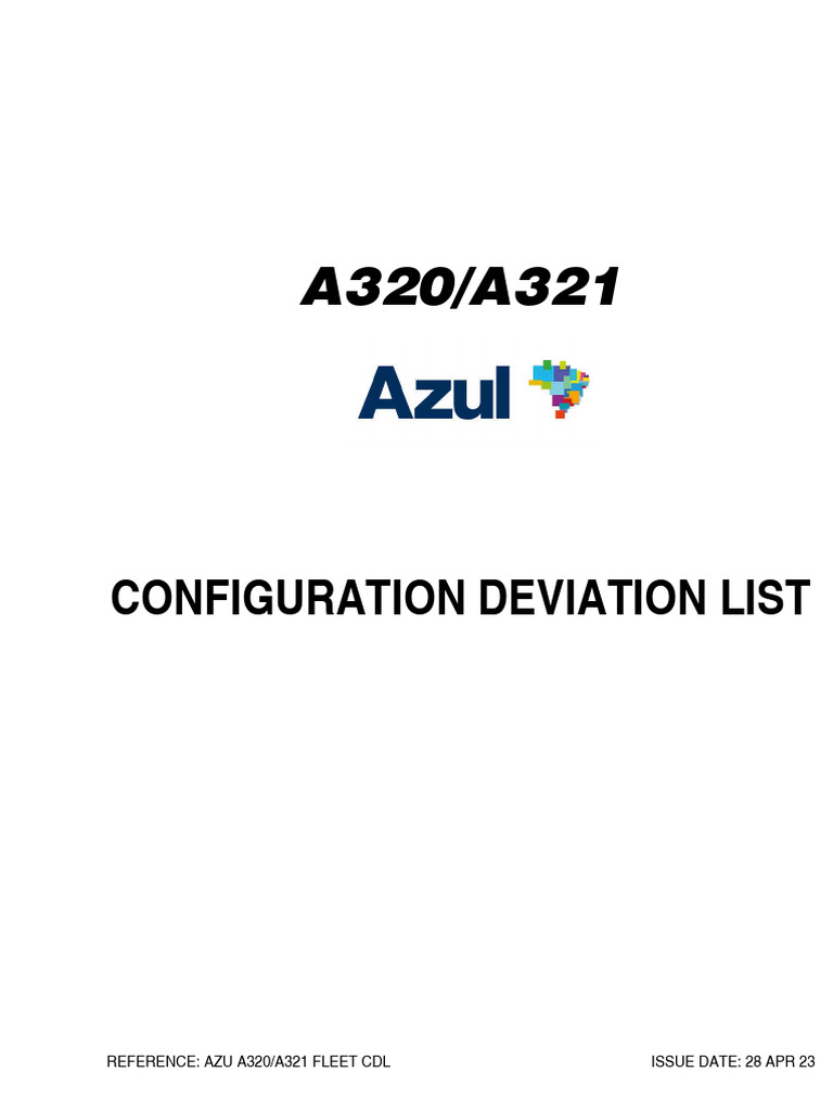 Configuration Deviation List: Reference: Azu A320/A321 Fleet CDL Issue ...