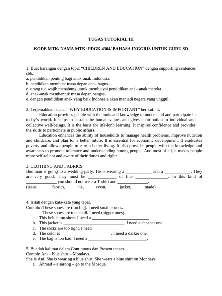 Tugas Tutorial III PDGK 4304 - Ok | PDF | Cognition | Learning