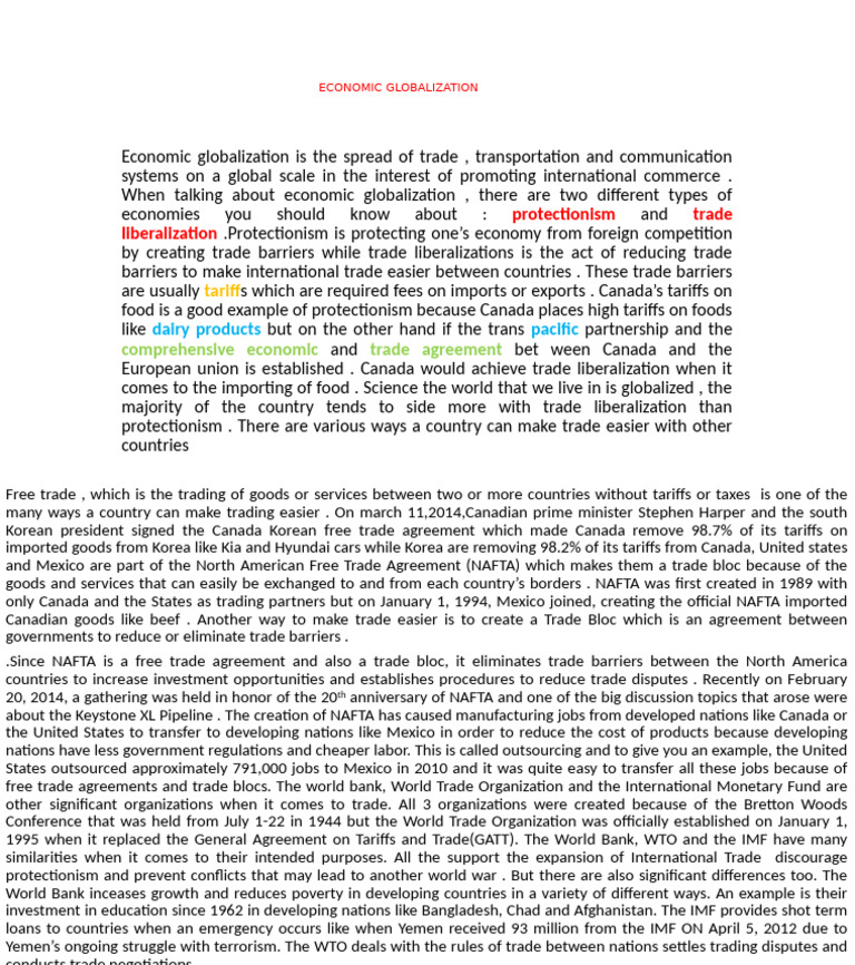 Economic Globalization | PDF | Free Trade | North American Free Trade ...