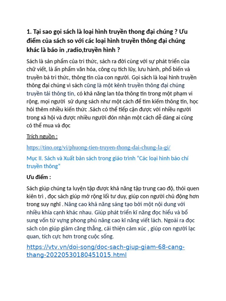 Sách - Câu 1-Các Lo I Hình BCTT T NG H P | PDF