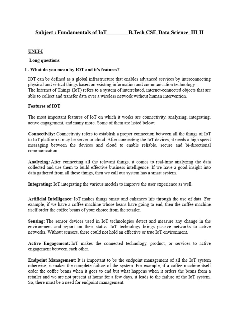 FIOT QB | PDF | Computer Network | Actuator