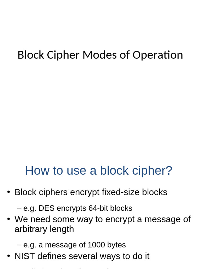 Block Cipher Modes of Operations | PDF | Cryptography | Secure ...
