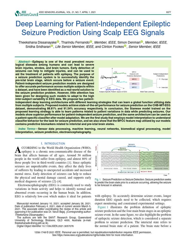 Patient-Independent Epileptic Seizure Prediction Using Scalp EEG Signals | PDF ...