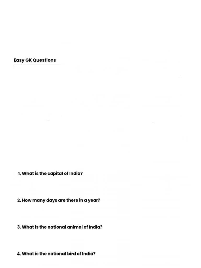 GK Questions For Class 2 Students - Copy - Copy - PDF 1 | PDF