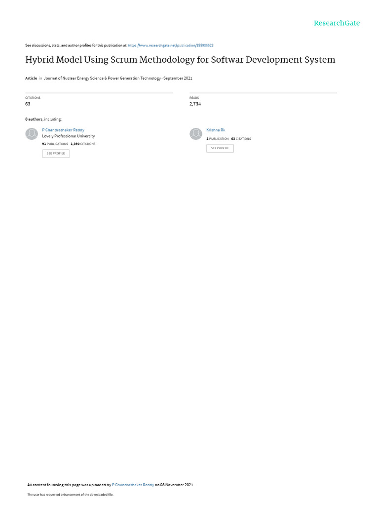 Hybrid Model Using Scrum Methodology For Softwar Development System | PDF | Agile Software ...