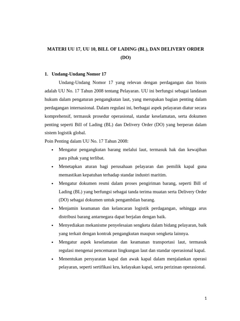 Regulasi BL dan DO dalam Pelayaran | PDF