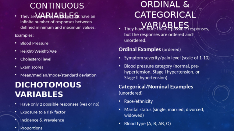 Continuous and Categorical Slide | PDF
