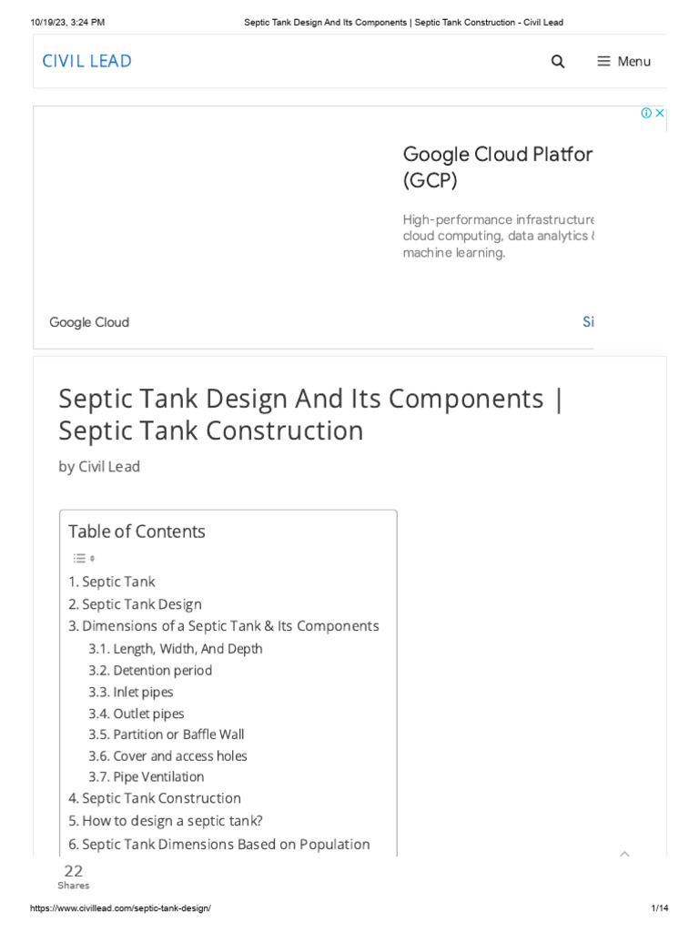 Septic Tank Design and Components Guide | PDF | Septic Tank | Water ...