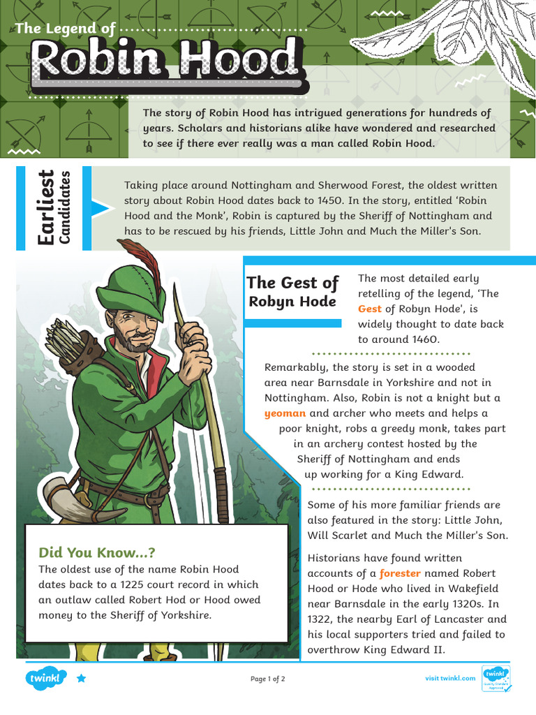 T e 1655811134 Uks2 The Legend of Robin Hood Differentiated Reading ...
