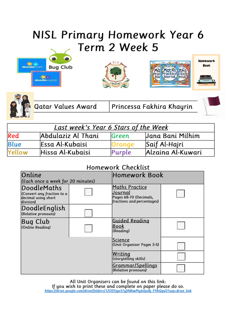 Y6 T2 Week 5 Primary Homework Complete | PDF