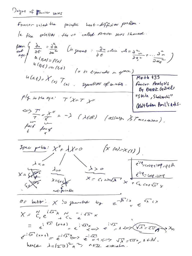Math 433 (Fourier Analysis) Notes | PDF