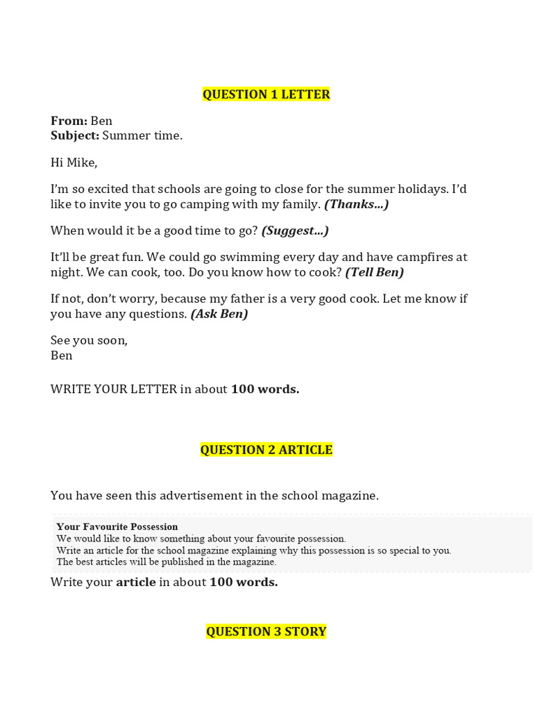 b1 Writing | PDF