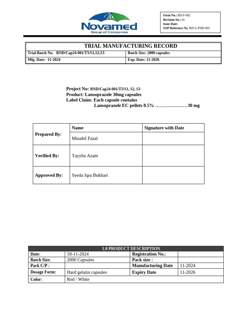 Laprazole 30mg Capsules TMR Updated | PDF | Pharmaceutical Industry ...
