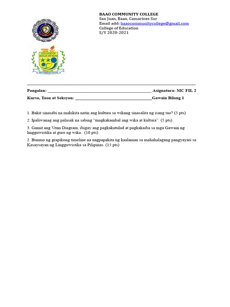 Gawain 1 Sa MC Fil 2 MIO | PDF