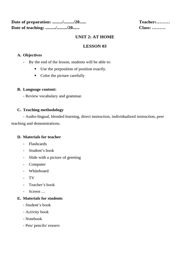 Unit 2 at Home Lesson 3 Done | PDF | Behavior Modification | Teaching