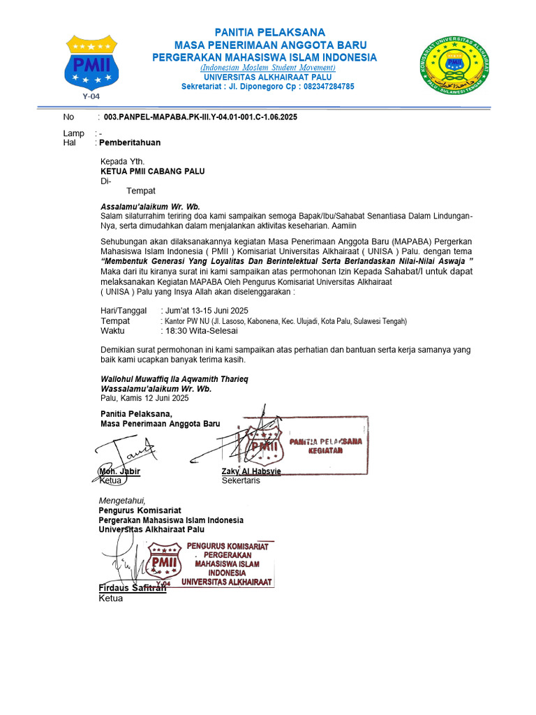 Pemberitahuan Mapaba | PDF