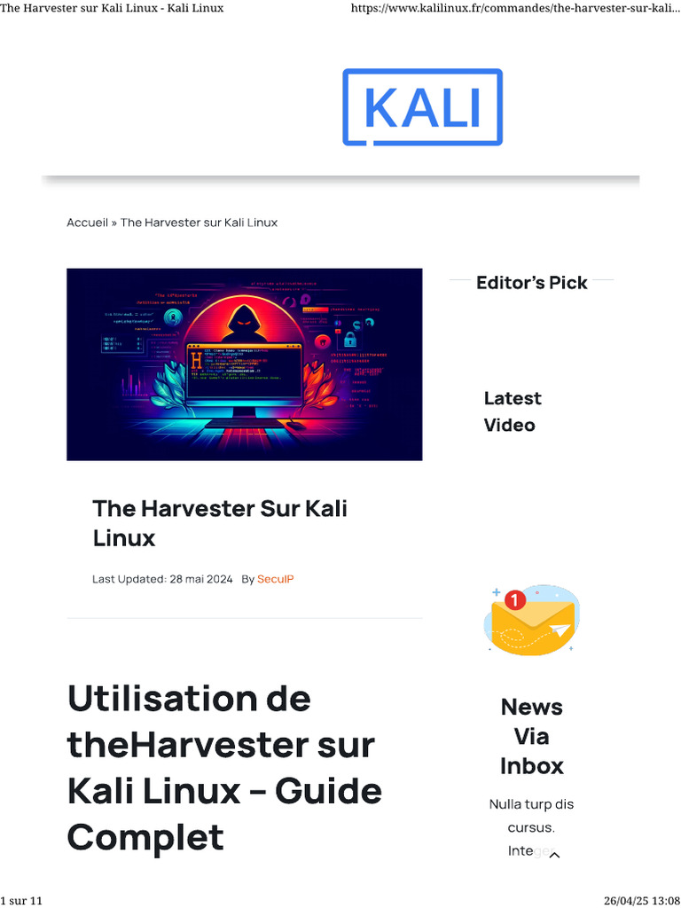 The Harvester Sur Kali Linux - Kali Linux | PDF