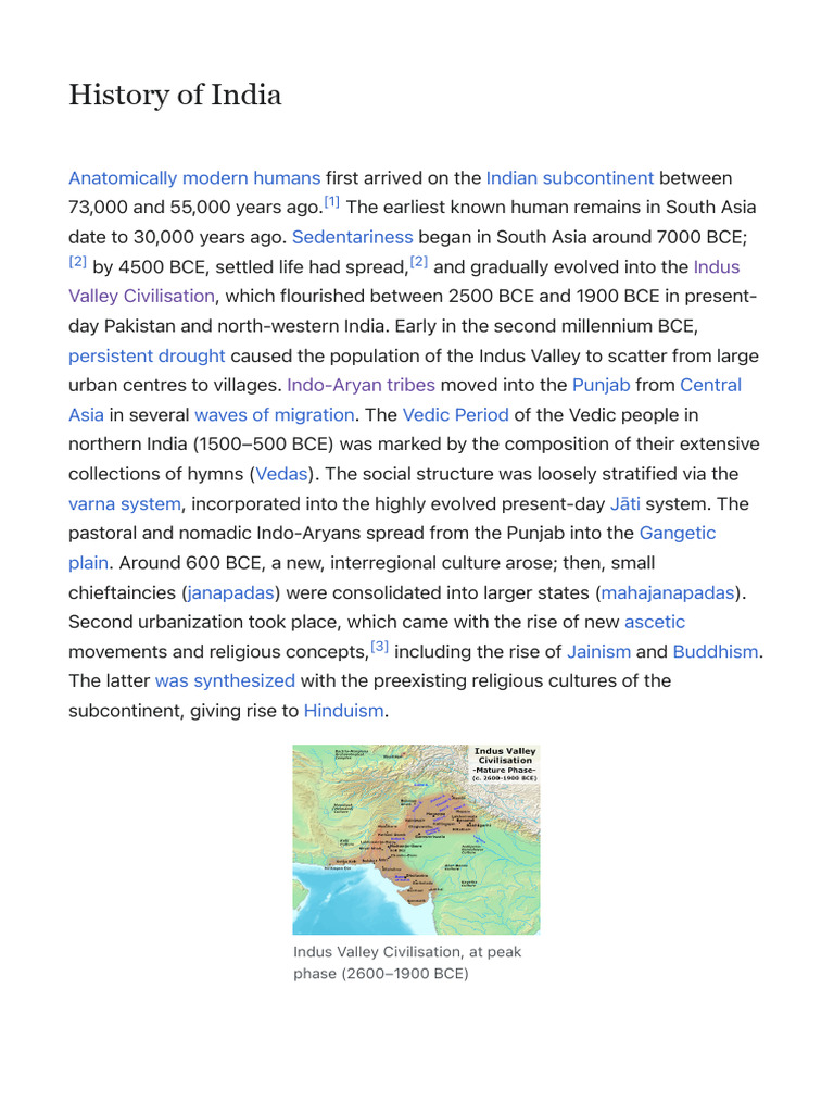 History of India - Wikipedia | PDF | Vedas
