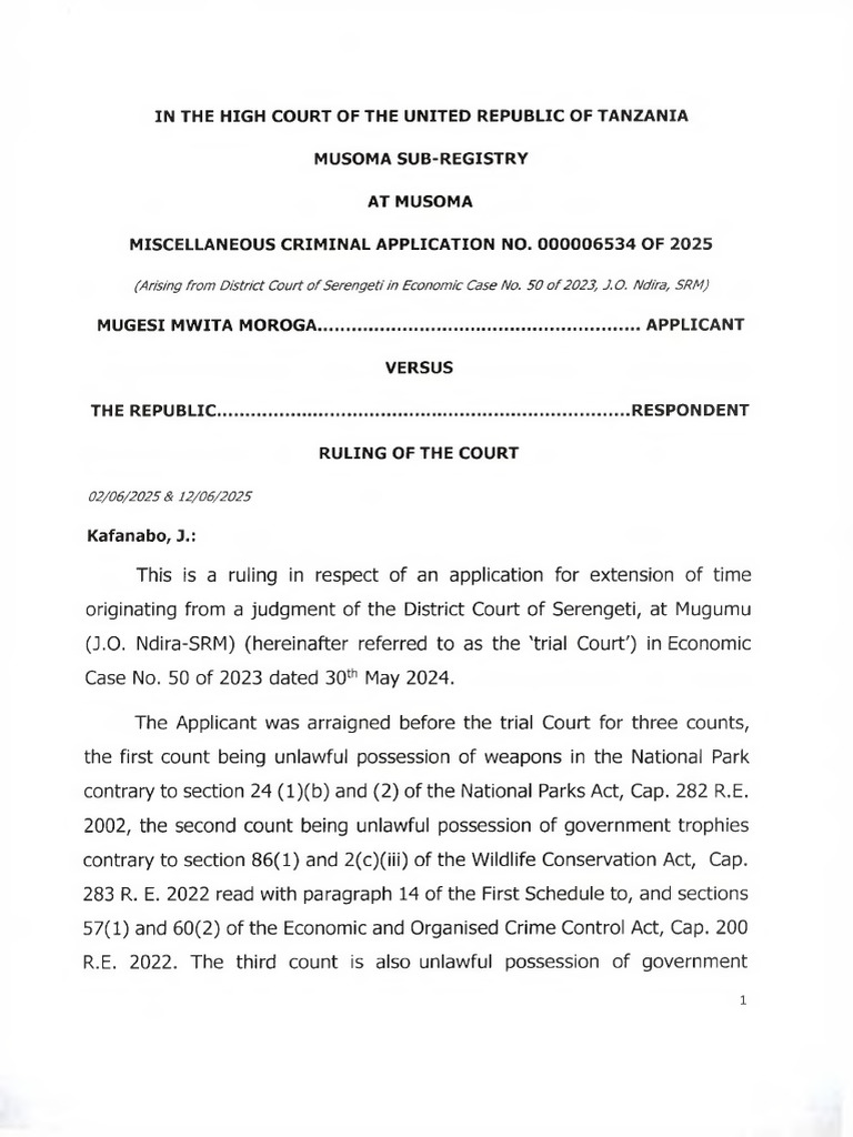 Mugesi Mwita Moroga Vs Republic 2025 TZHC 2933 (12 June 2025) | PDF ...