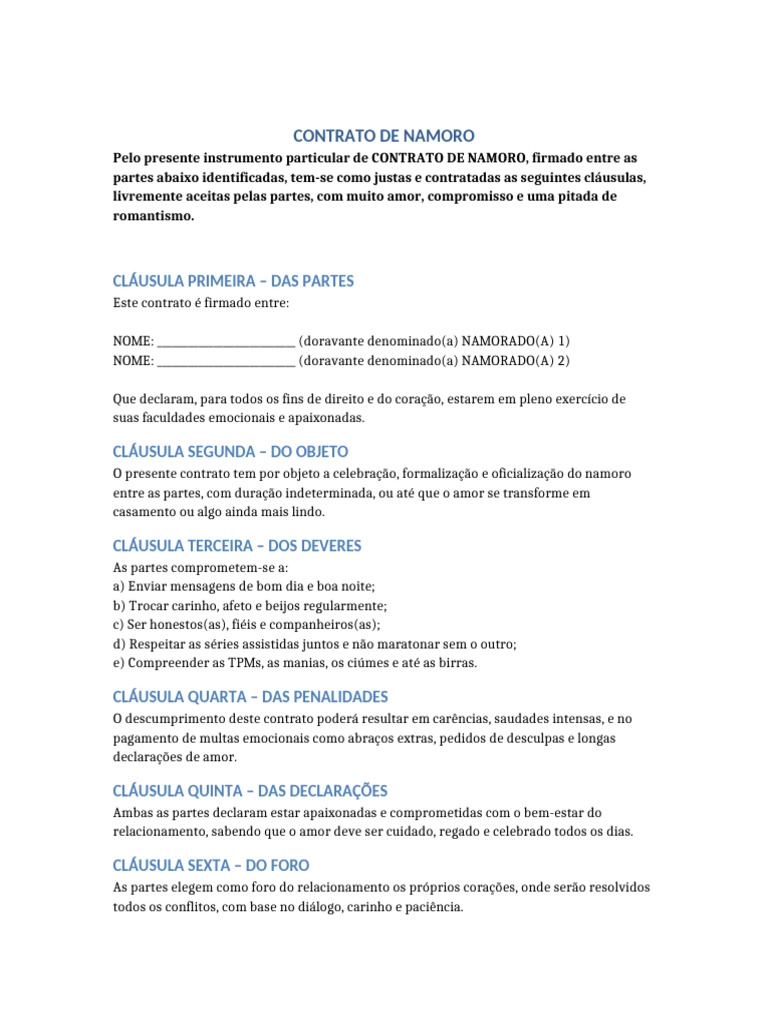 Contrato de Namoro Formal | PDF