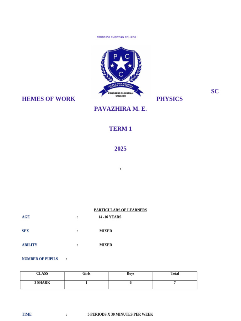 Physics Syllabus for Term 1 2025 | PDF | Weight | Force