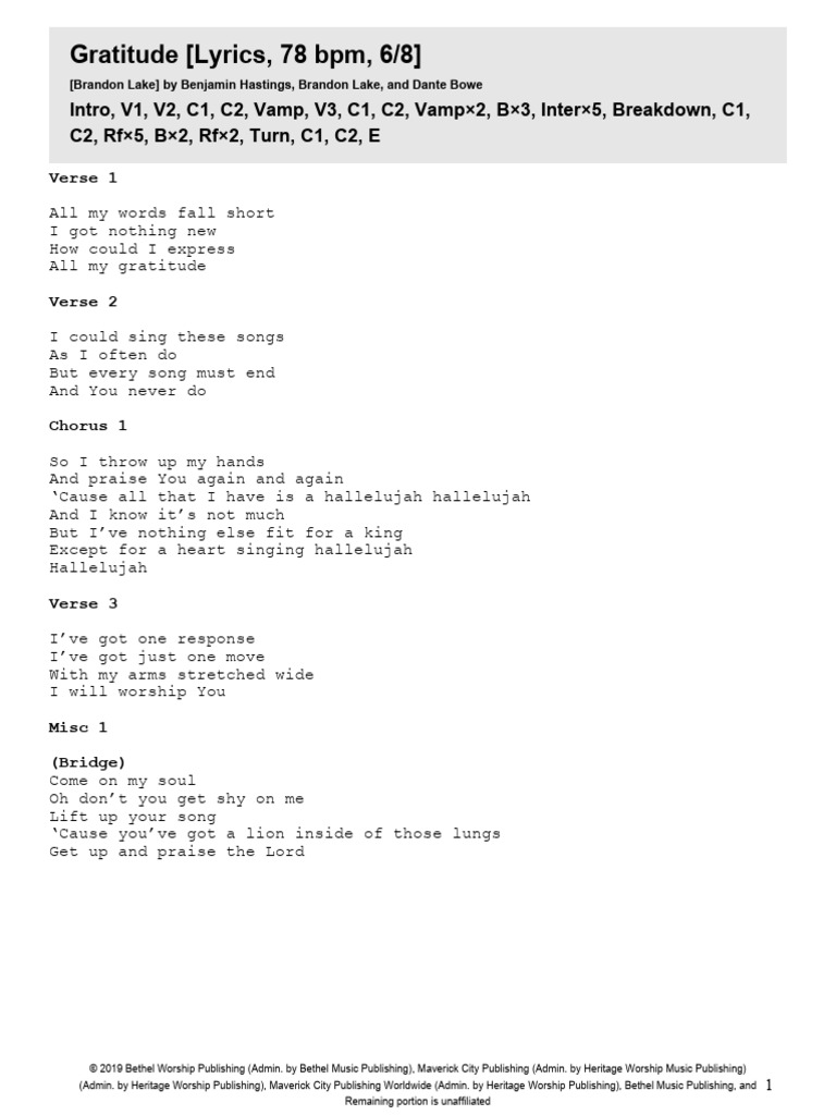 Gratitude Lyrics | PDF