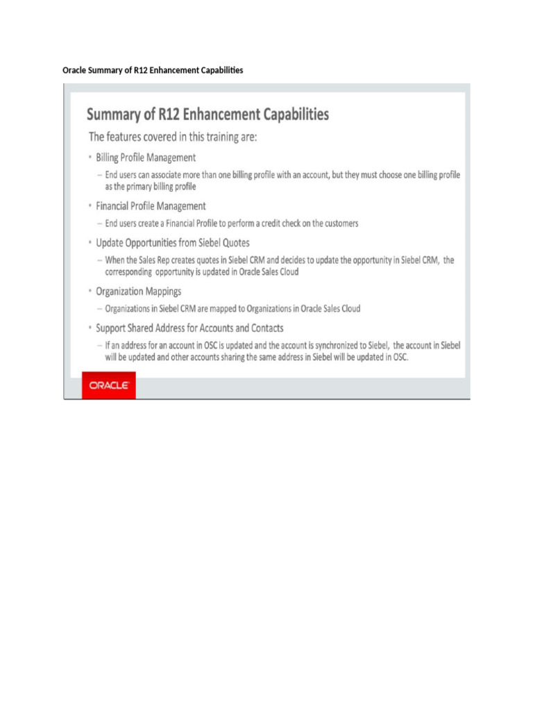 Summary of R12 Enhancement Capabilities | PDF