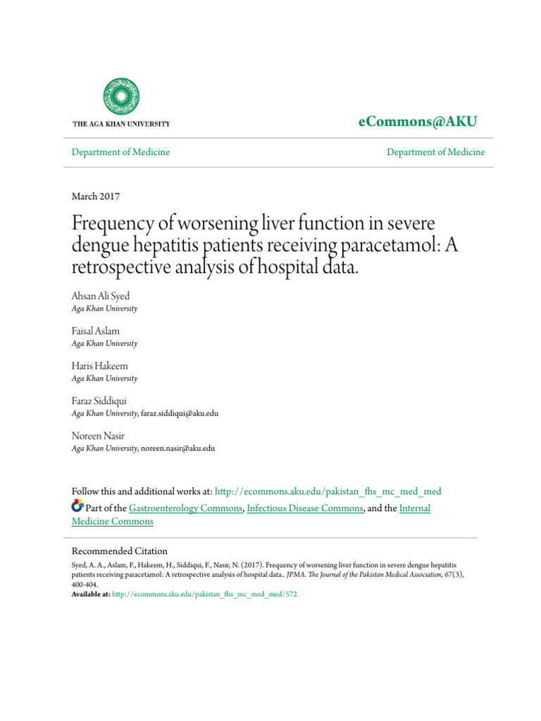 Frequency of Worsening Liver Function in Severe Dengue Hepatitis | PDF ...
