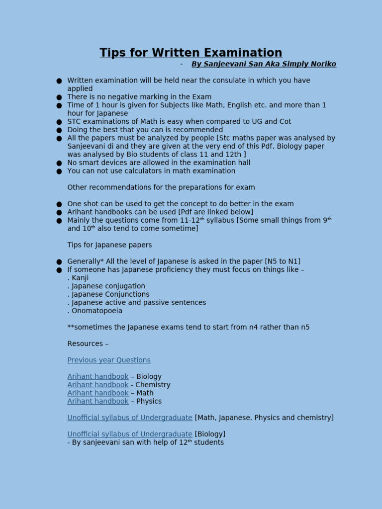 Tips For Written Examination | PDF