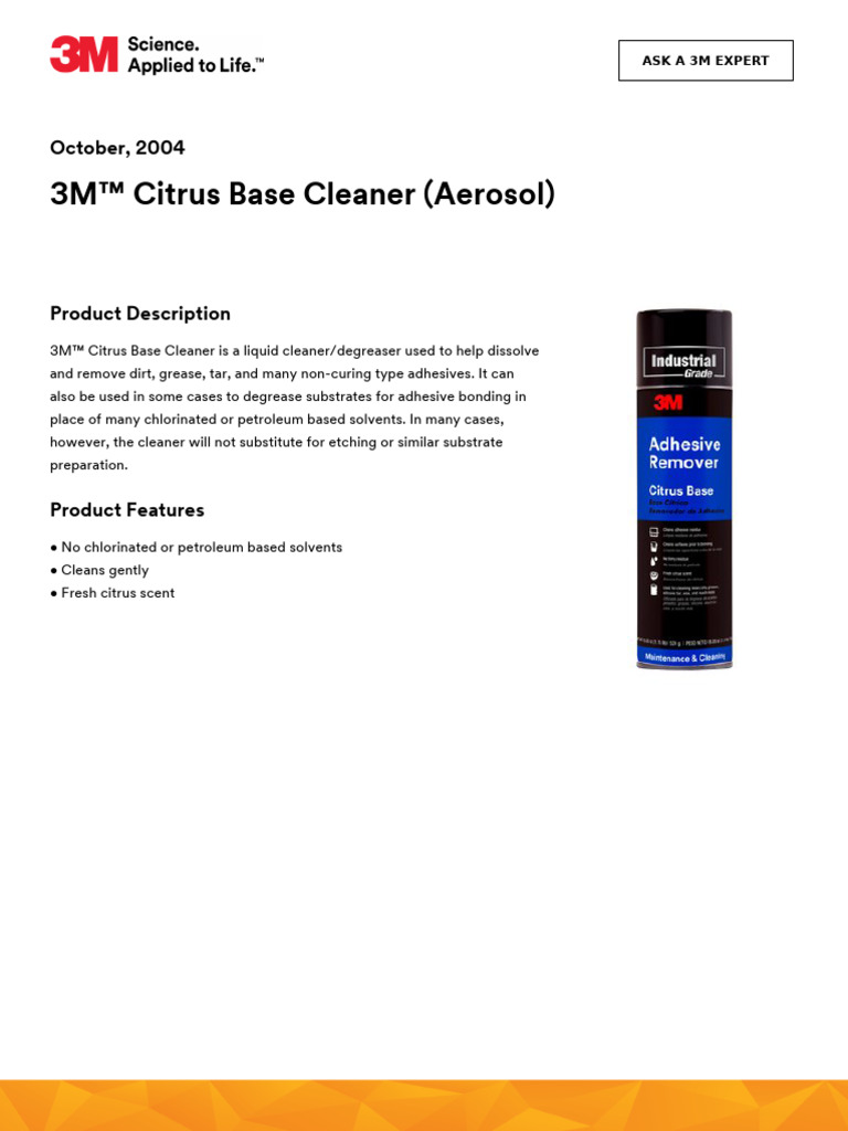 51hoja-Tecnica-3m™ Citrus Base Cleaner (Aerosol) | PDF | Adhesive | Safety