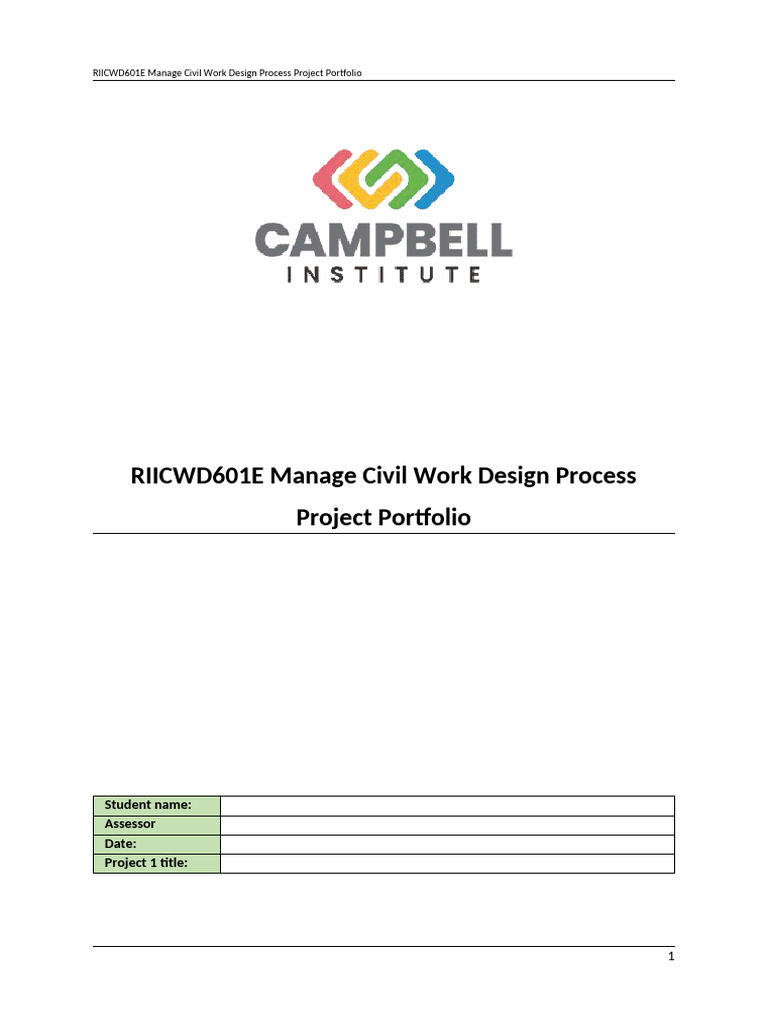 Project Portfolio RIICWD601E Manage Civil Works Design Processes | PDF ...
