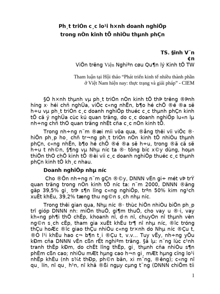 Phat Trien Cac Loai Hinh DN HT TT TV | PDF