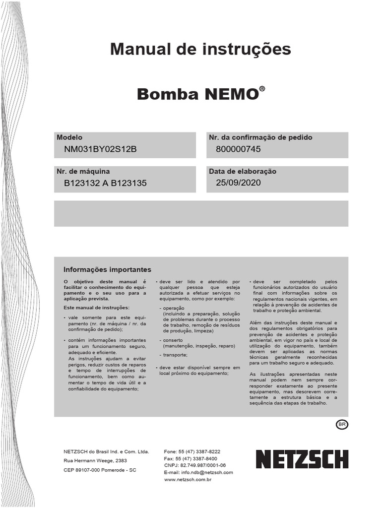 Bomba Nemo Do Sistema de Aditivos | PDF | Bomba | Temperatura