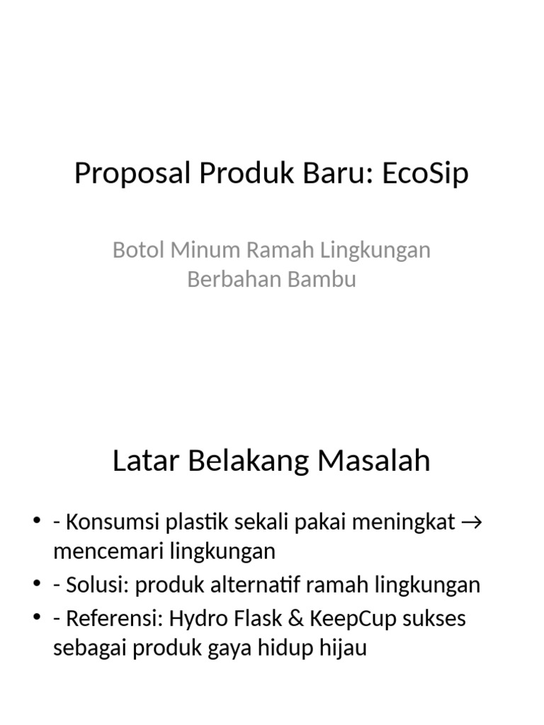 Proposal Produk EcoSip | PDF