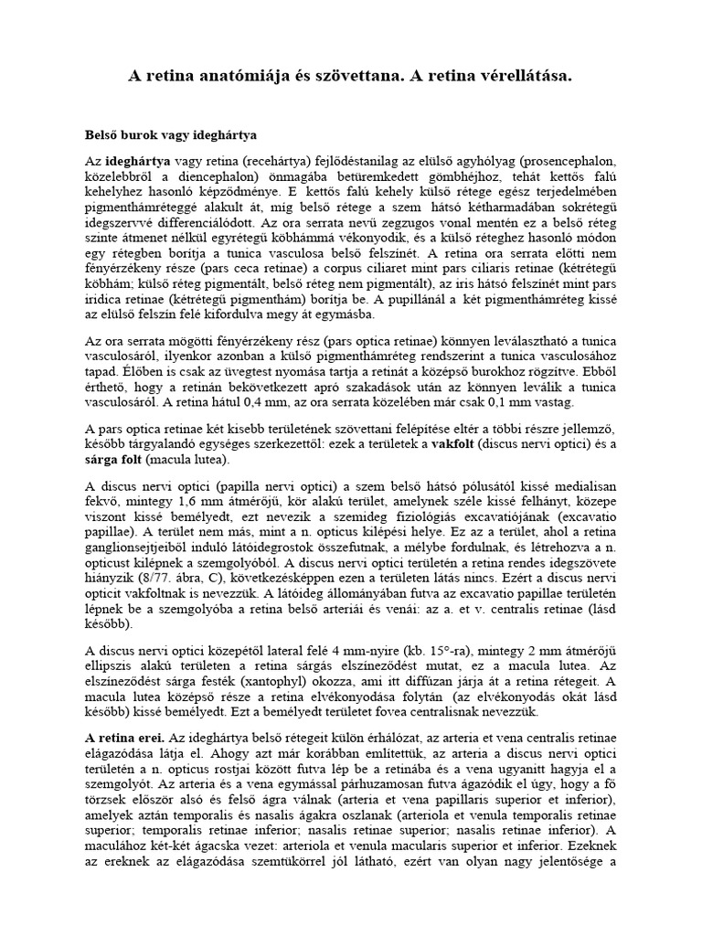 18 A Retina Anatómiája És Szövettana A Retina Vé - 250419 - 175513 | PDF