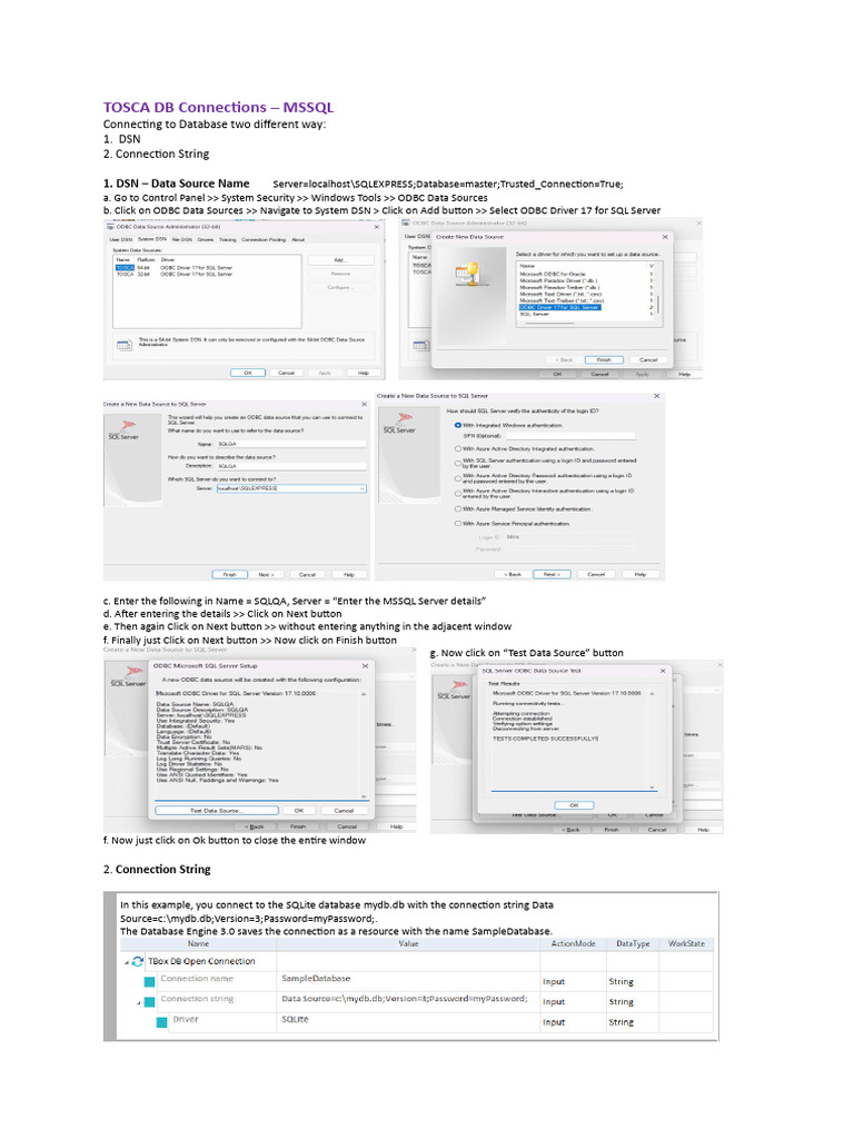 Database Operations in TOSCA | PDF | Microsoft Sql Server | Databases