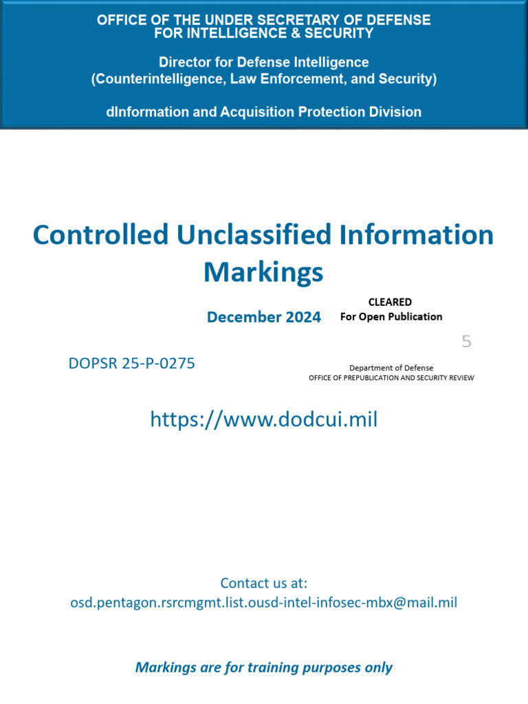 CUI Marking Guidelines for DoD Documents | PDF | Classified Information ...