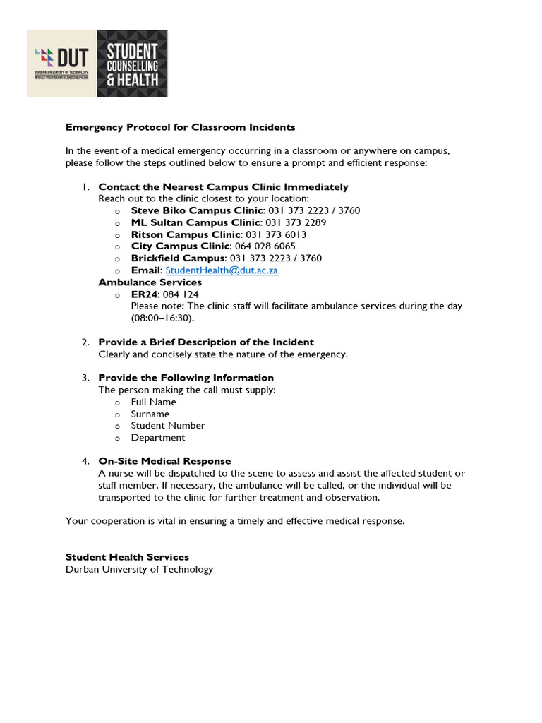 Emergency Protocol for Campus Incidents | PDF