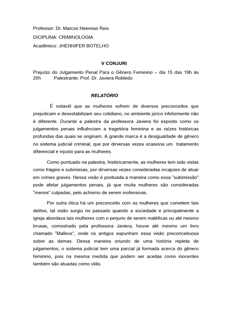 PALESTRA DO CONJURI DIA 15 DE MAIO - JHENNIFER o | PDF | Gênero ...