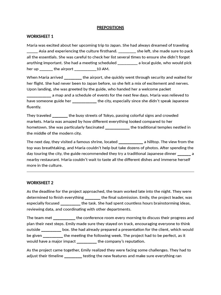 Prepositions SVA Active Passive Worksheet | PDF
