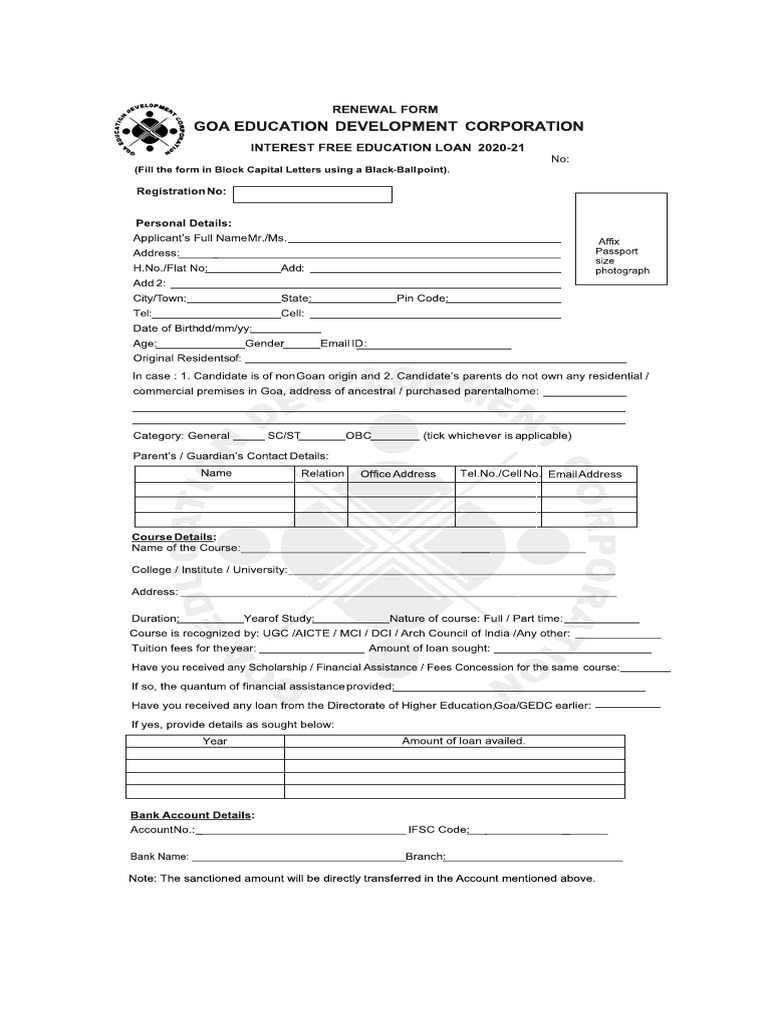 Renewal Form 2020 21 IFEL | PDF