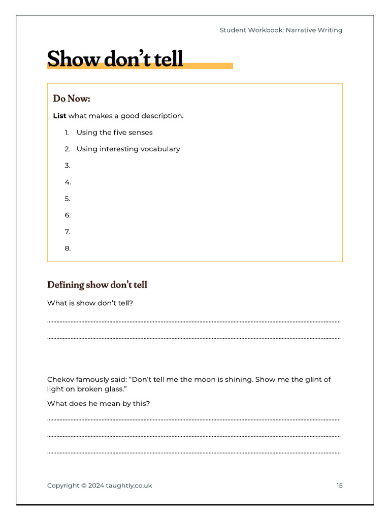 Show Don't Tell Student Booklet | PDF