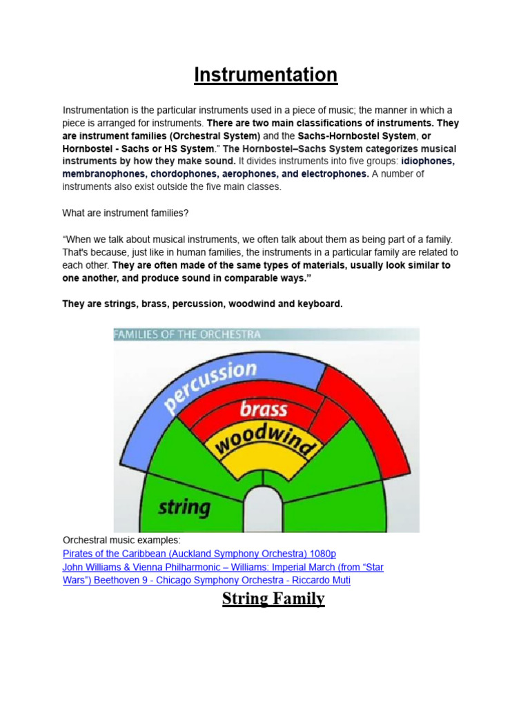 Instrumentation and Instrument Families | PDF | String Instruments ...